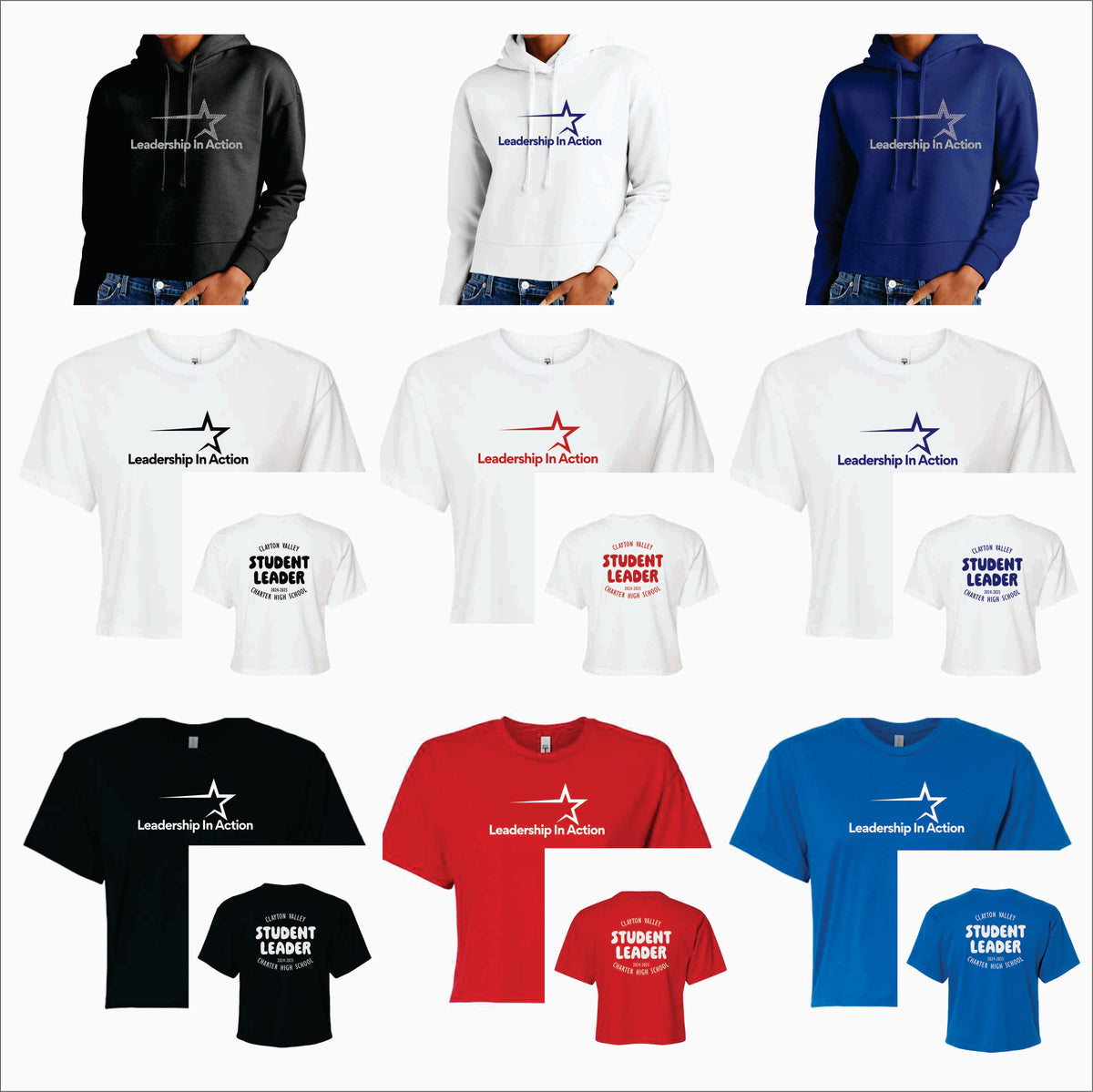 CROPPED Hoodie or Tee - STAR Leadership In Action - Black, Red, Royal ...